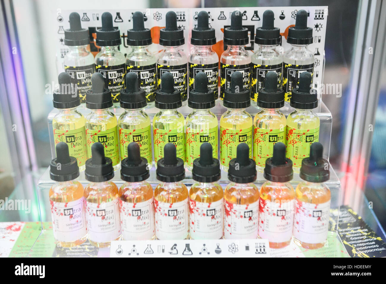 MOSCOW - 9 DECEMBER,2016: International Vape Expo.Very popluar modern ...