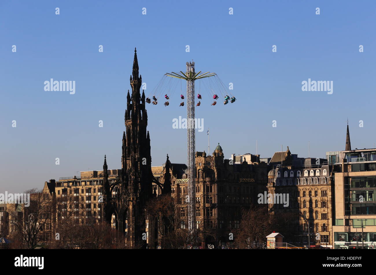 Star Flyer ride and Scott Monument Edinburgh Scotland December 2016 ...
