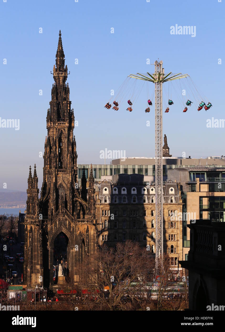 Star Flyer ride and Scott Monument Edinburgh Scotland December 2016 ...