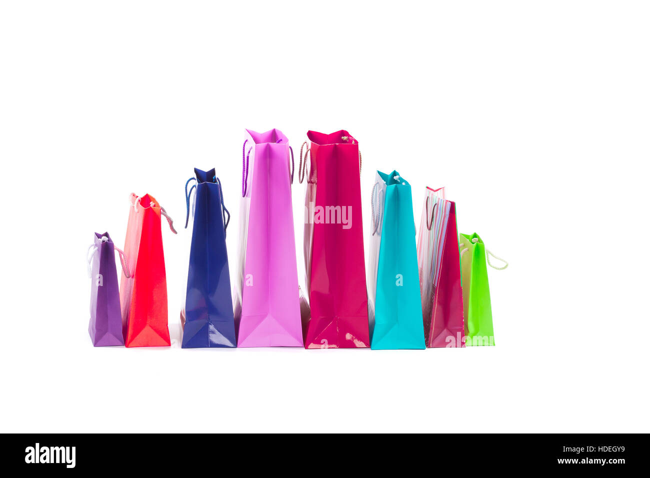 Composition of colourful and bright shopping packages for gifts and ...