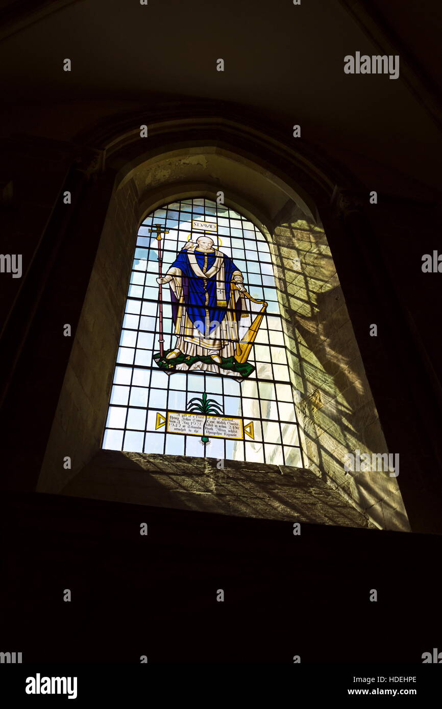 Saint David on stained glass window in Chichester Cathedral Stock Photo ...