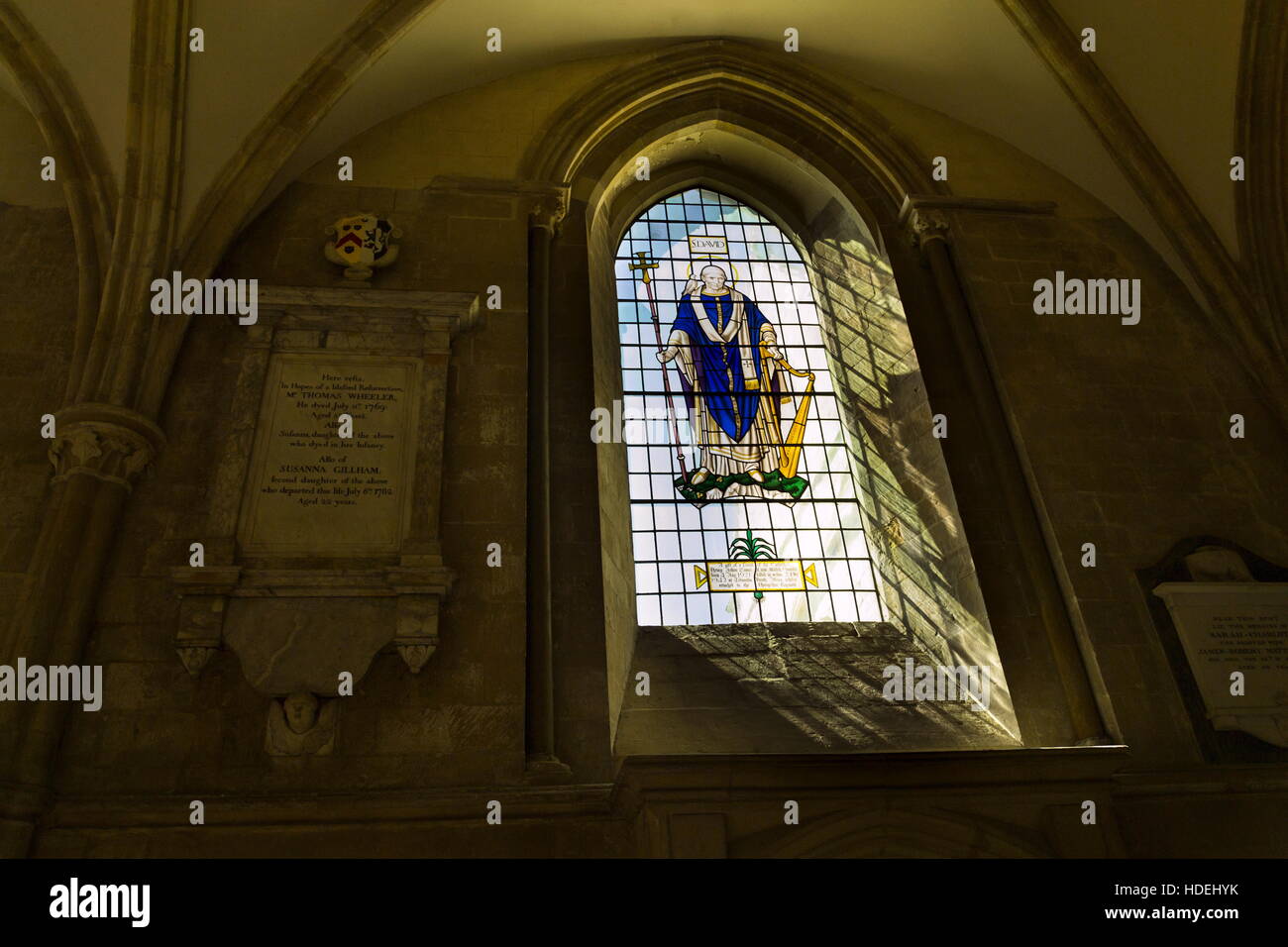 Saint David on stained glass window in Chichester Cathedral Stock Photo ...