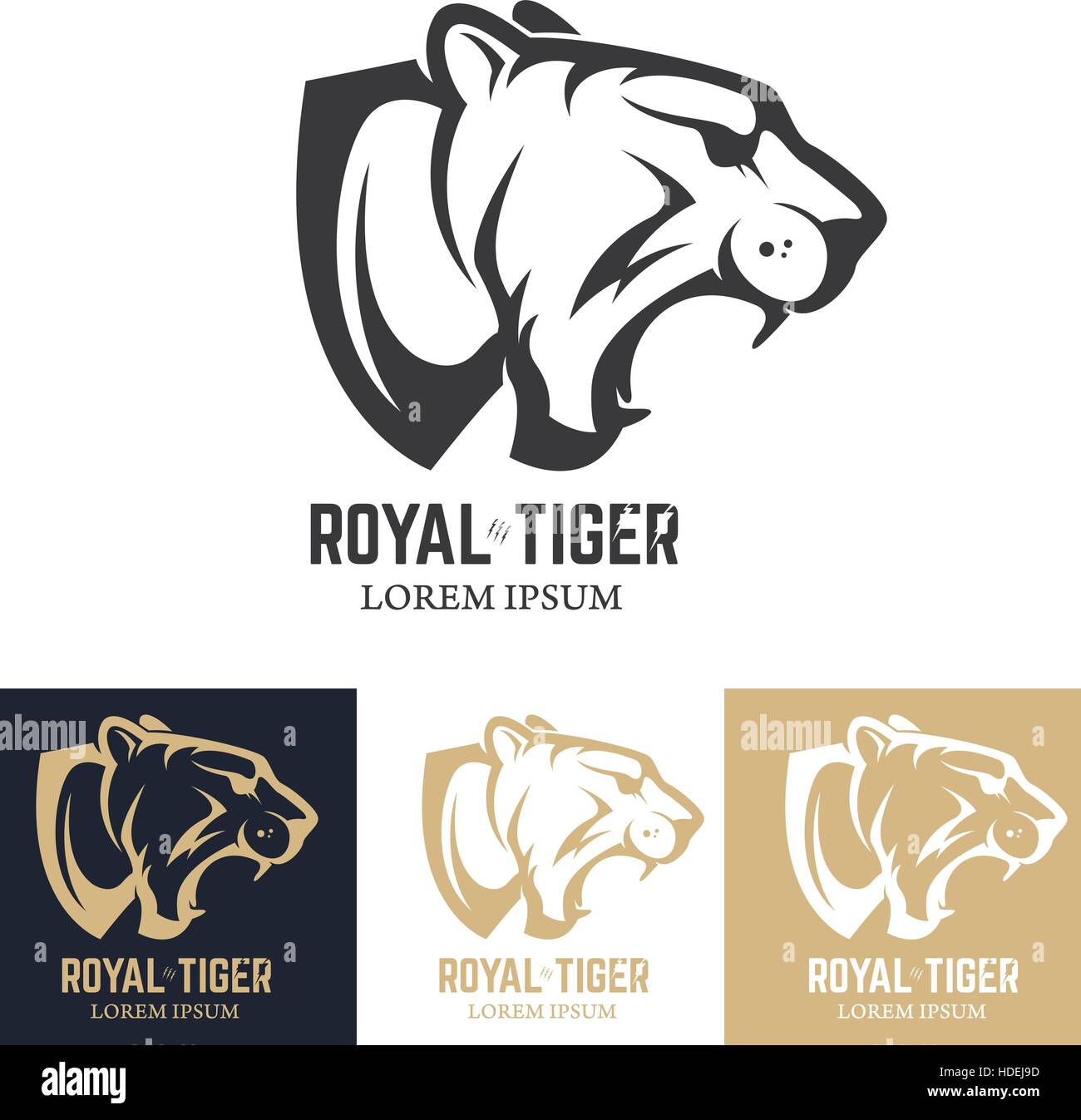 Set of the tiger heads. Sport team mascot. Design element for logo ...