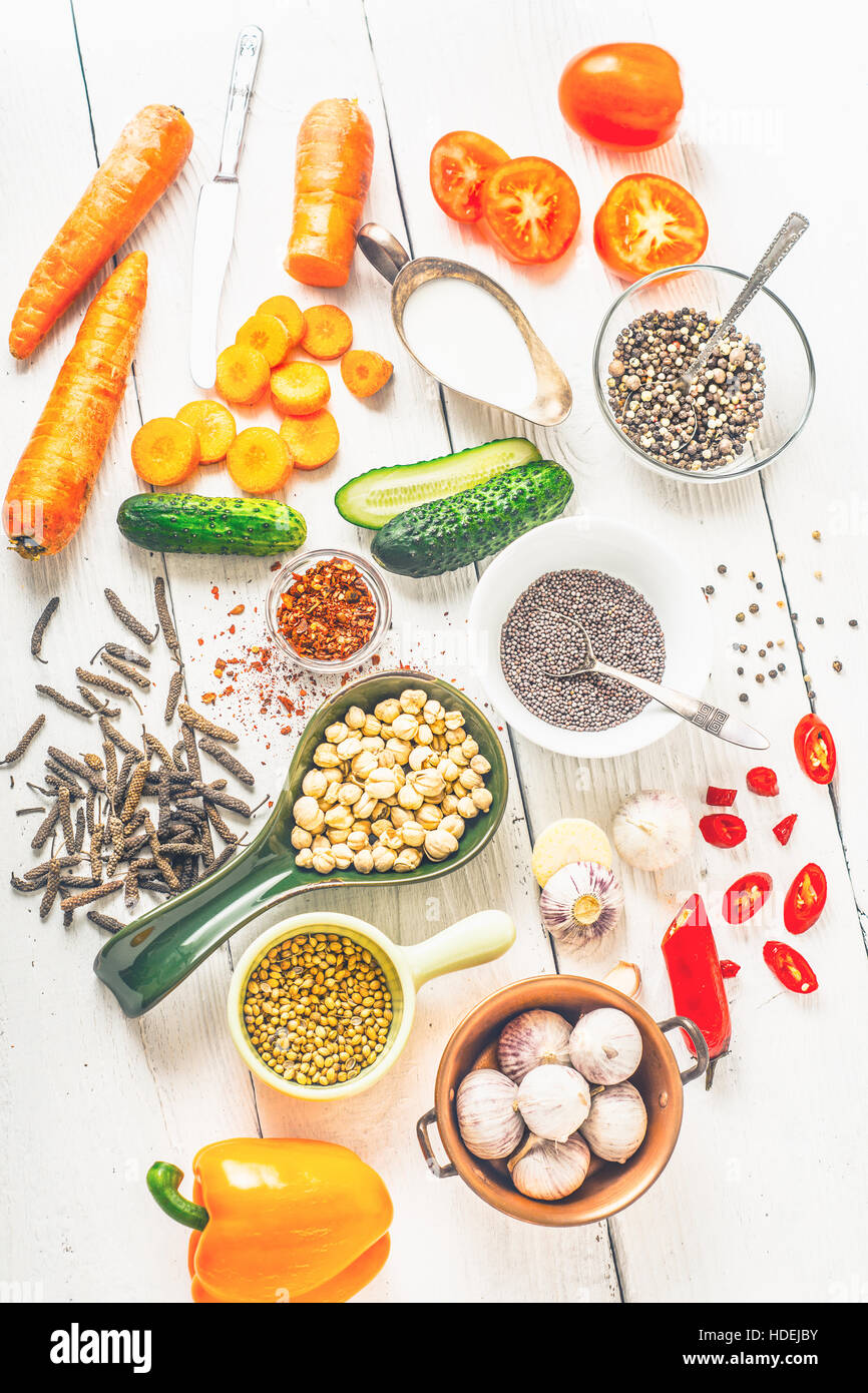 Ingredients for Middle East , Caucasian and Asian cuisine on the white ...
