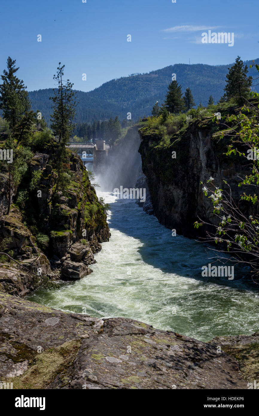 Famous scene in northern Idaho with rushing water form the Spokane ...