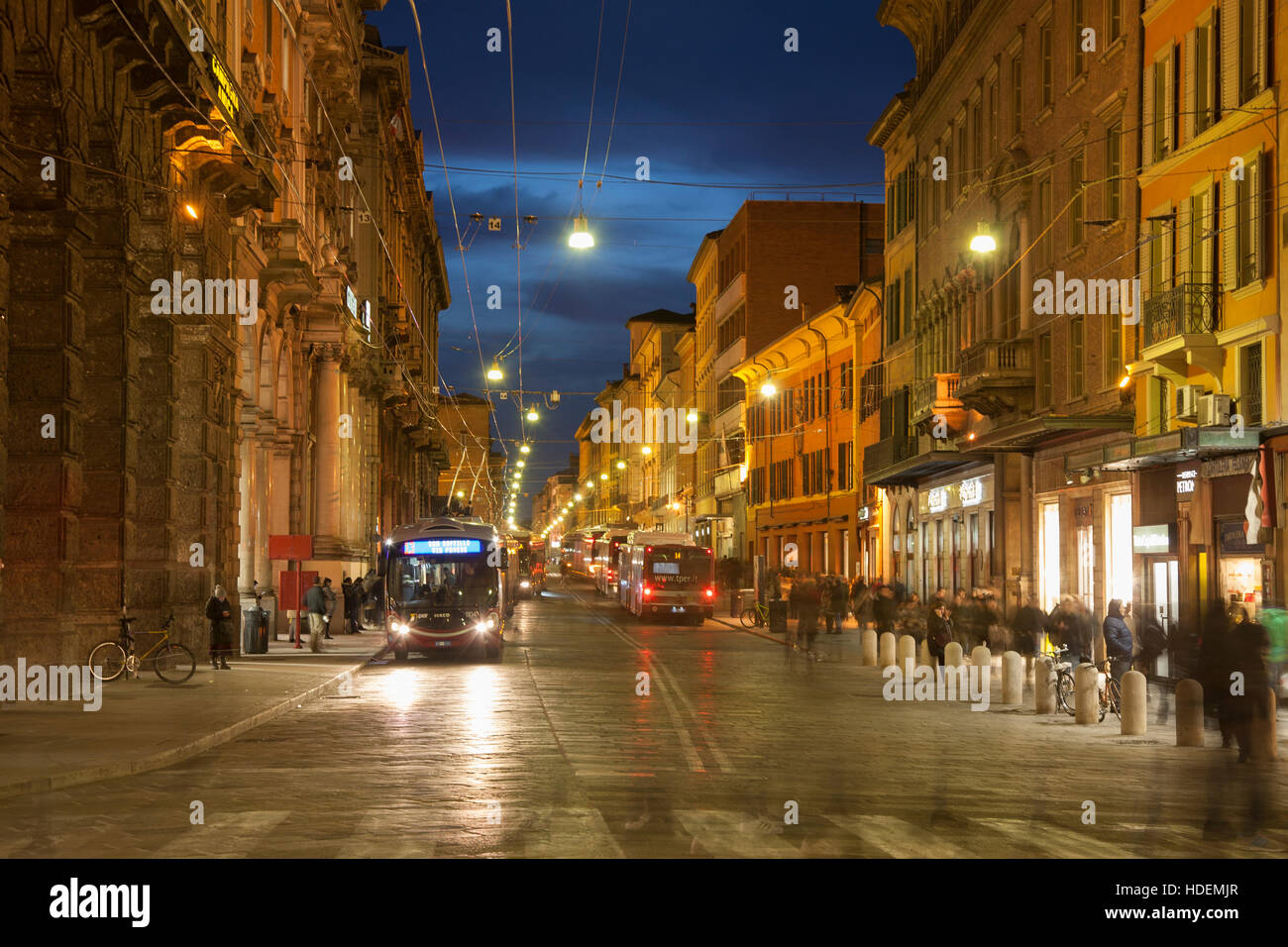 Via Rizzoli Street; Bologna; Italy at Night Stock Photo - Alamy