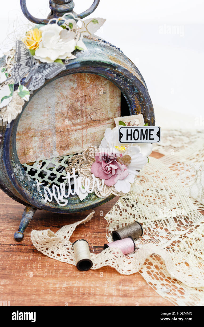 Handmade scrapbooking photo frame Stock Photo - Alamy