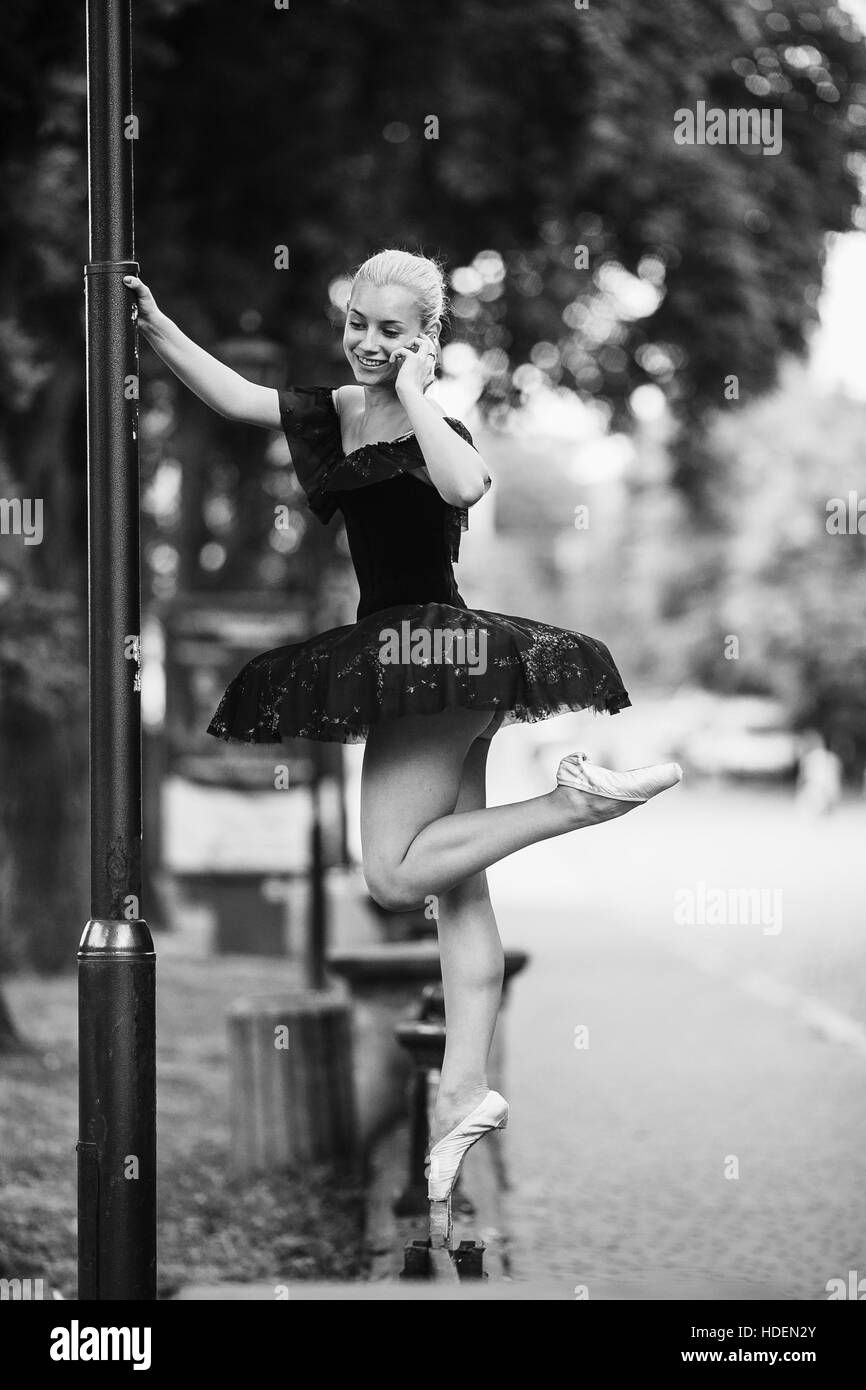 Ballerina talking on the phone Stock Photo - Alamy