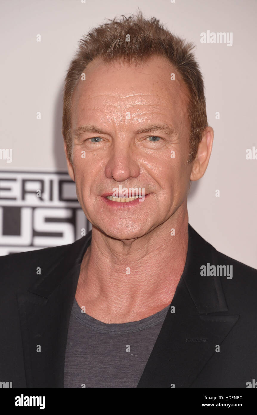 STING UK rock musician at the American Music Awards in November 2016 ...