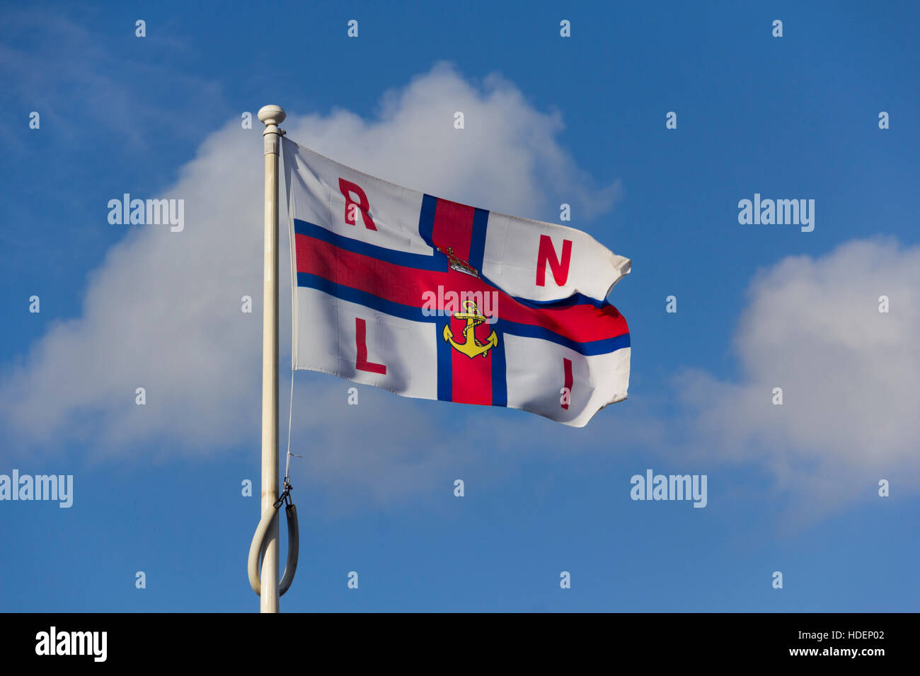 Royal National Lifeboat Institution (RNLI) flag, flying above the ...