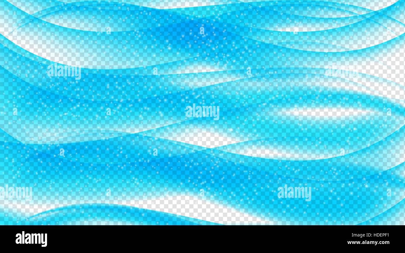 Set of Abstract Blue Wave Set on Transparent Background. Vector Stock ...