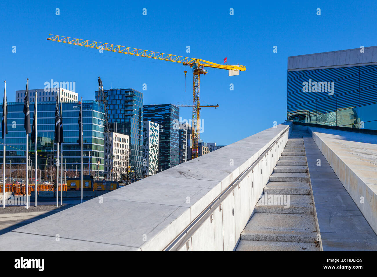 Oslo downtown. Barcode view from Opera House Stock Photo - Alamy