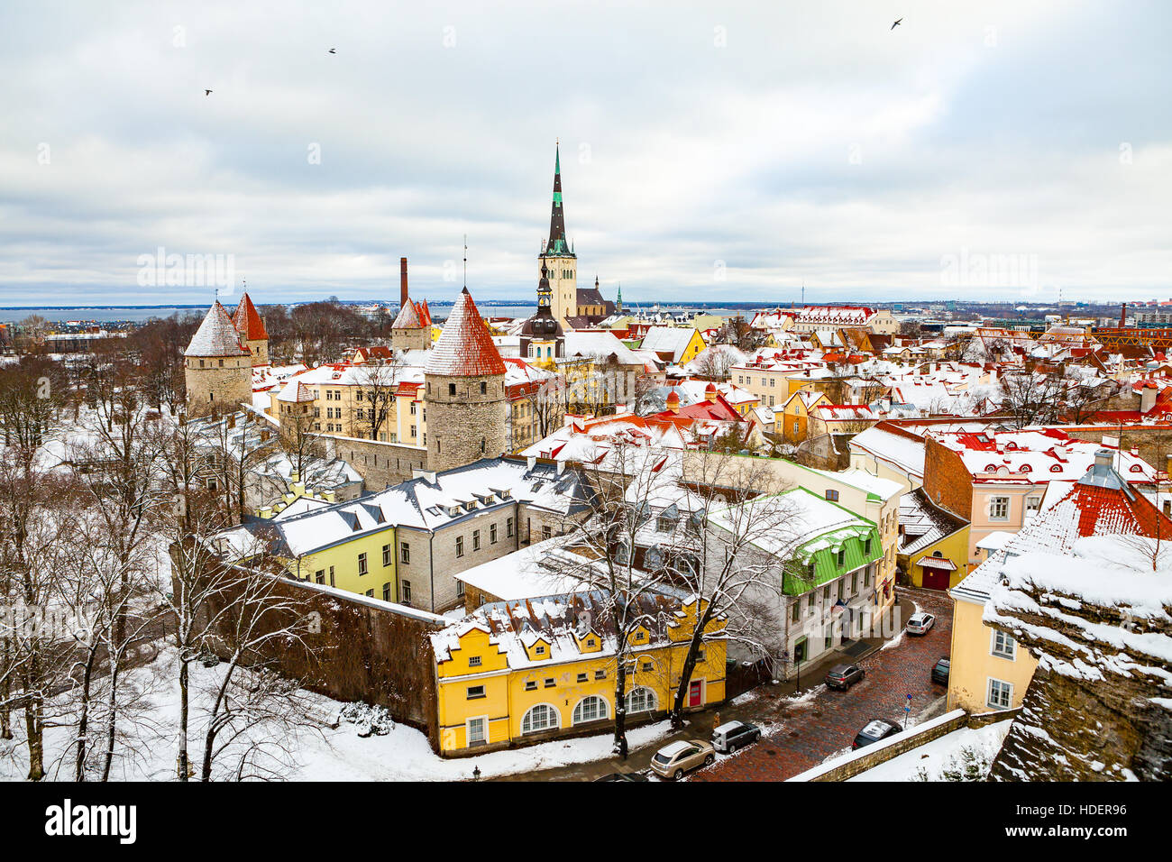Beautiful winter view to Tallinn old town, Estonia Stock Photo - Alamy