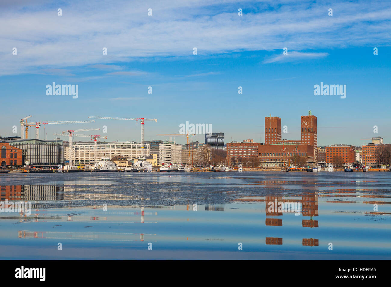 Oslo city waterfront, sunny winter day Stock Photo - Alamy