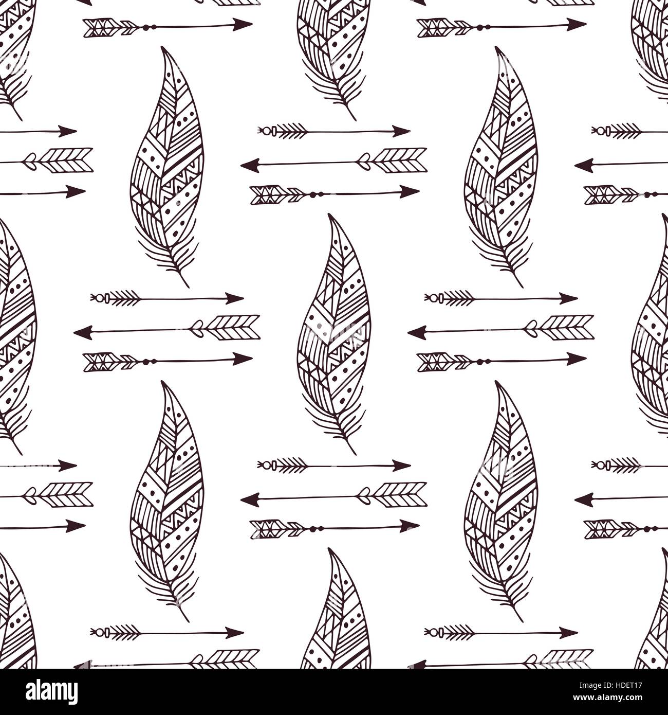 boho hand drawn doodle seamless pattern Stock Vector Image & Art - Alamy
