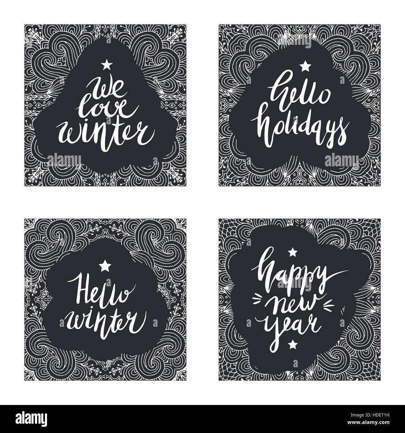 Christmas and New Year card design elements Stock Vector Image & Art ...