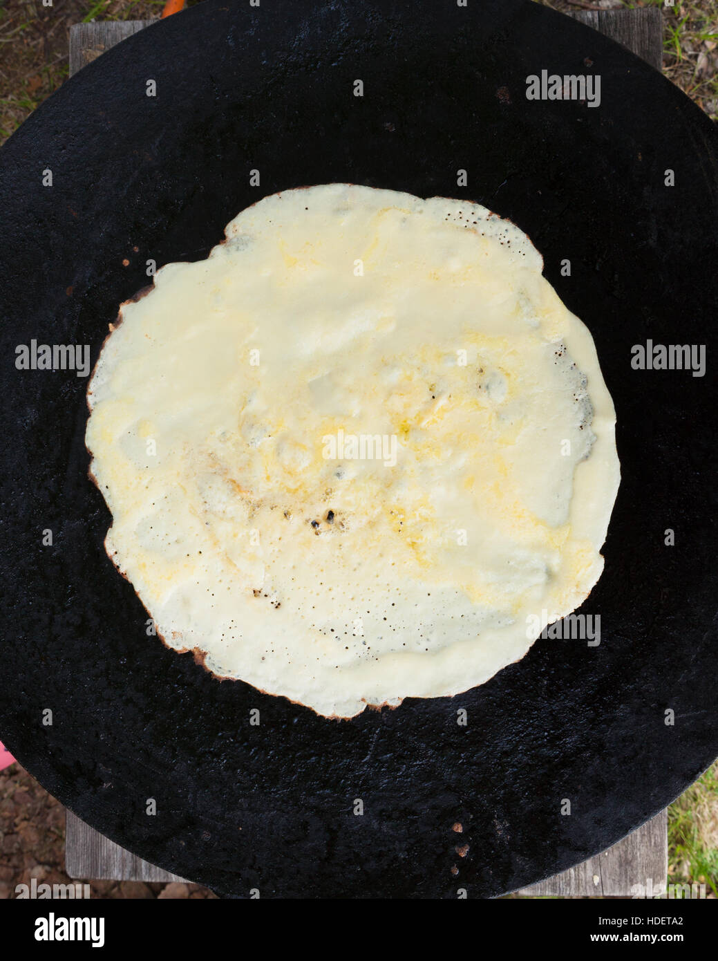 Homemade crepe cooking Stock Photo - Alamy