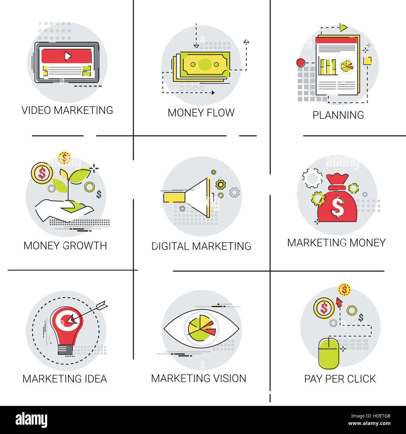 Digital Marketing Vision Business Economy Icon Set Vector Illustration ...