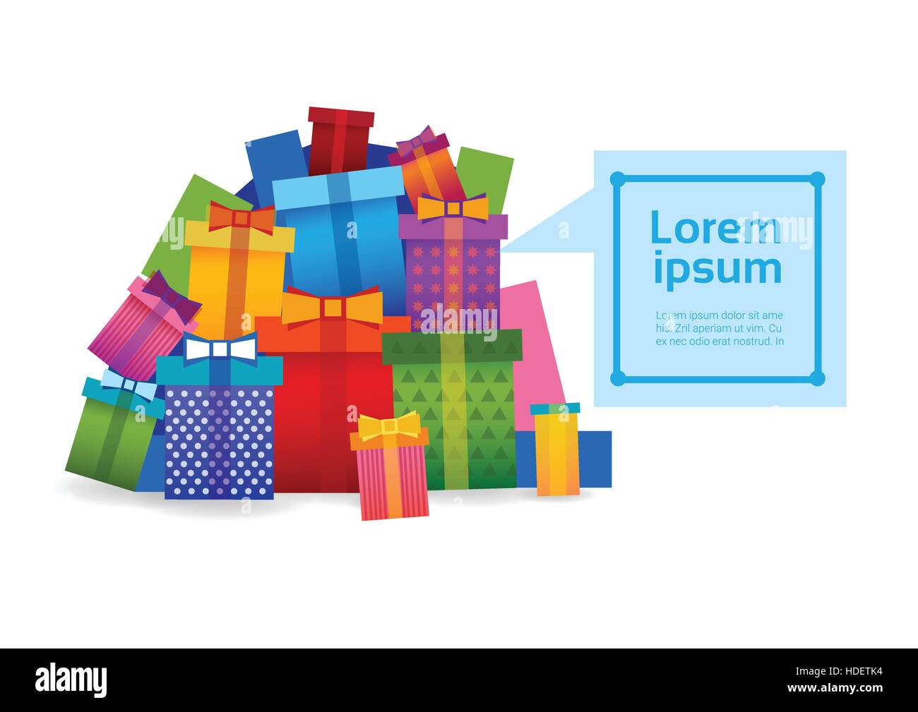 Present Colorful Gift Collection Box Set Banner Flat Vector ...