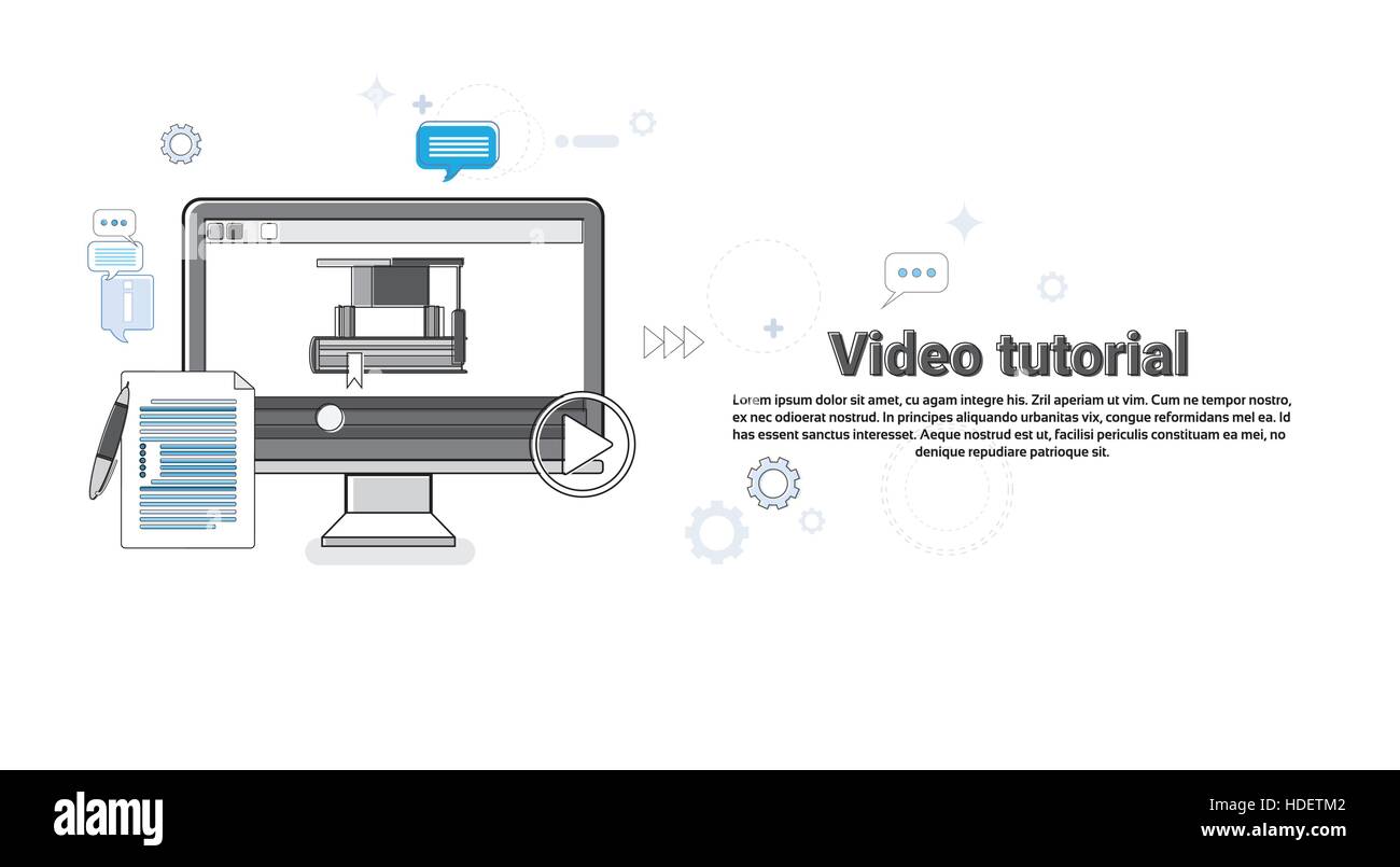 Video Tutorial Editor Concept Modern Technology Web Banner Vector ...