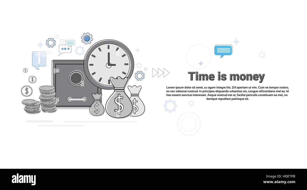 Time Is Money Deadline Business Concept Web Banner Vector Illustration ...
