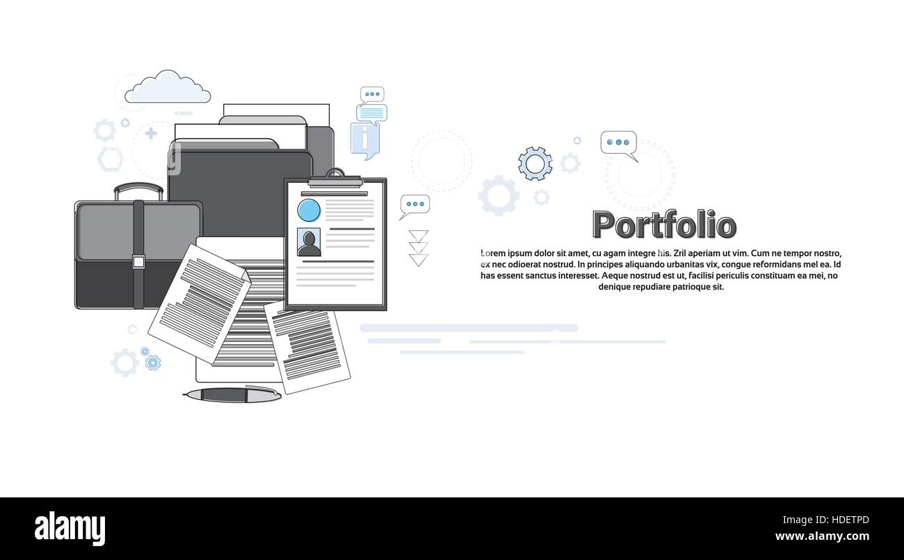 Portfolio Professional Occupation Business Web Banner Vector ...