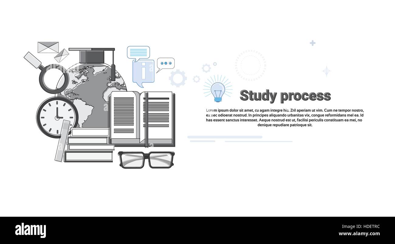 School Study Process University Education Web Banner Vector ...