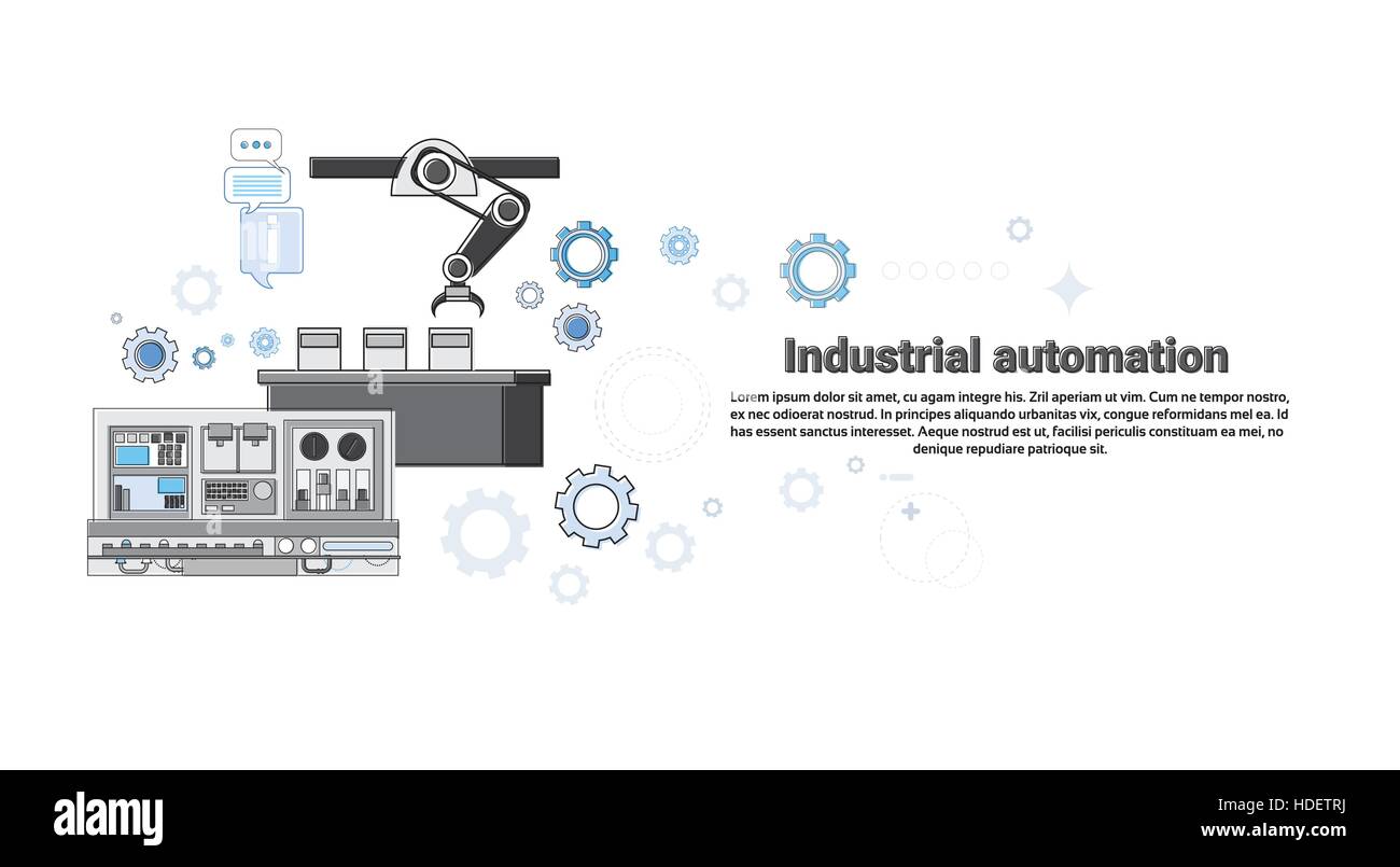 Industrial Automation Industry Production Web Banner Vector ...