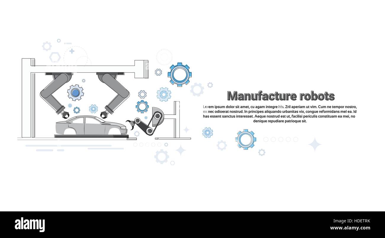 Manufacture Robots Industrial Automation Production Web Banner Vector ...