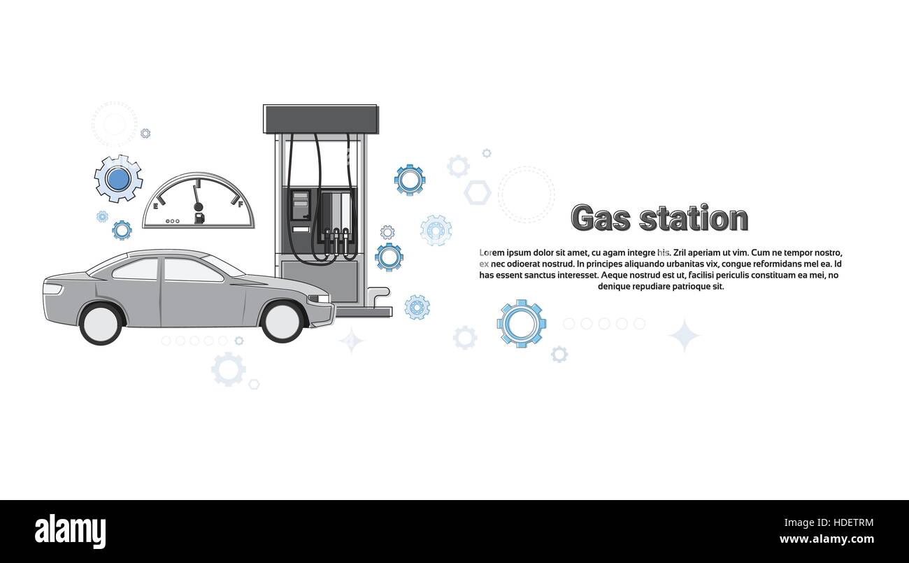 Gas Petrol Station Automobile Service Web Banner Vector Illustration ...