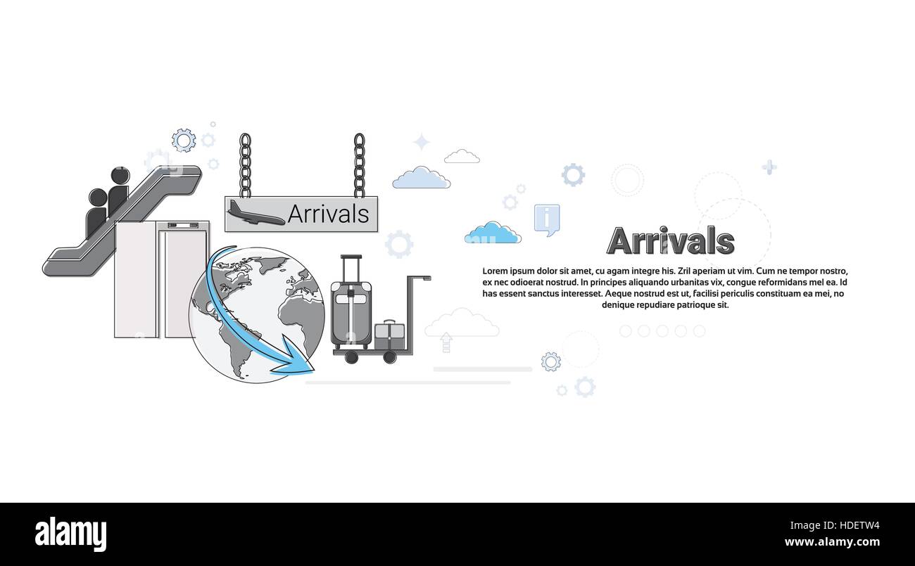 Airplane Arrivals Transportation Air Tourism Web Banner Vector ...