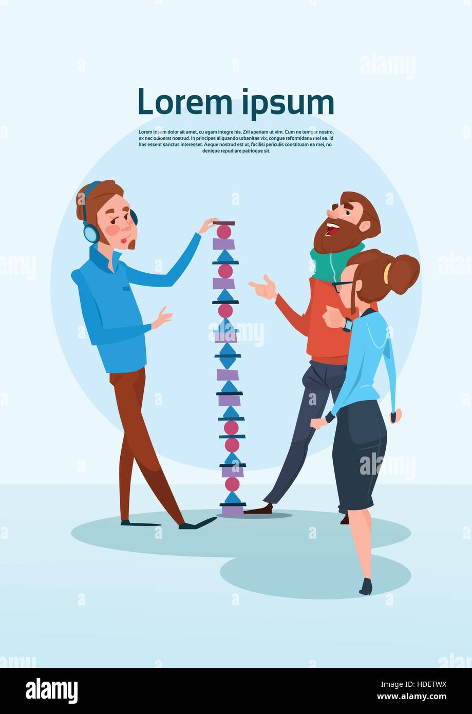 Businesspeople Group Building Pyramide Business Team Working Process ...