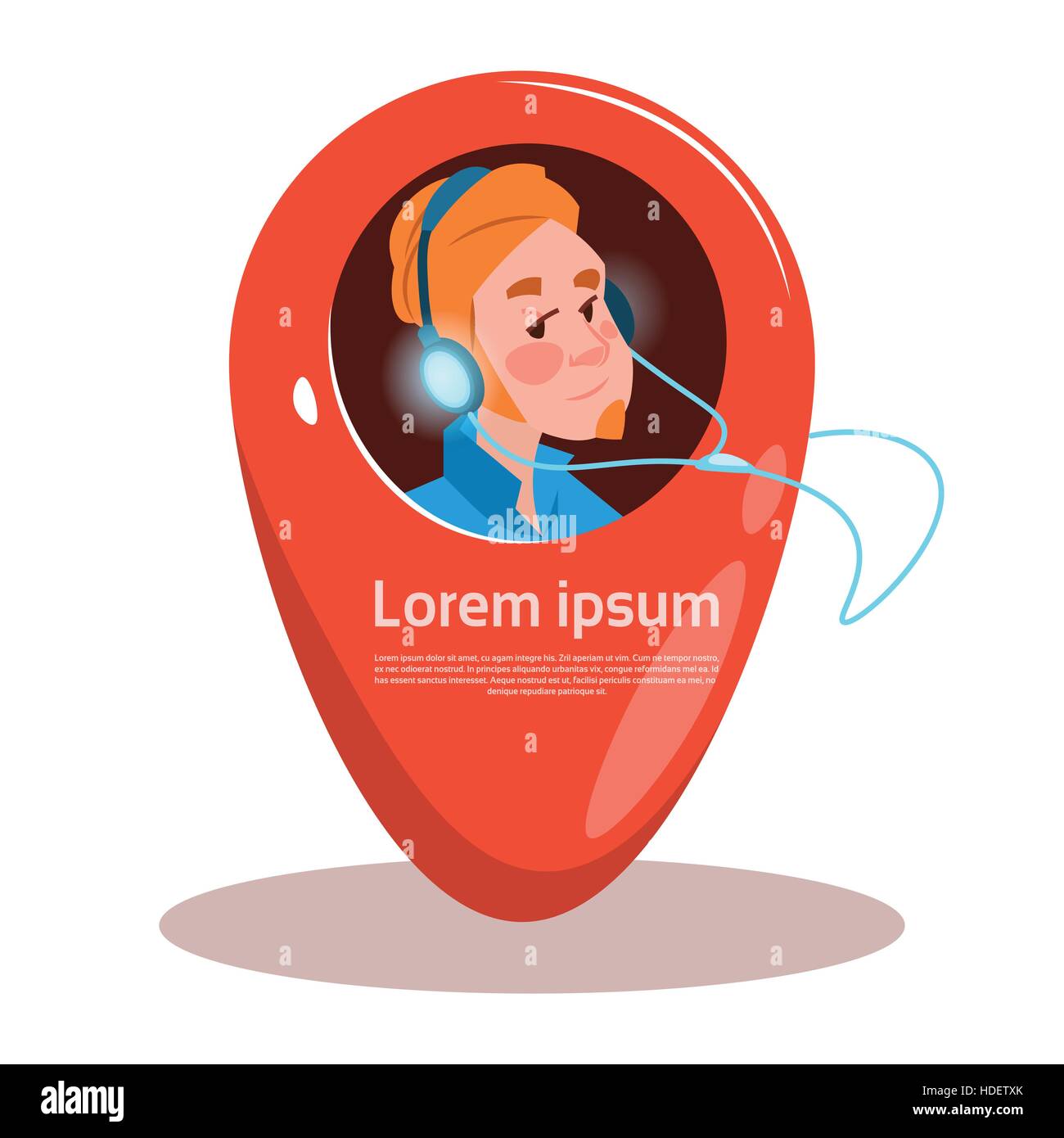 Business Man Face Icon Navigation Pin Position Flat Vector Illustration ...