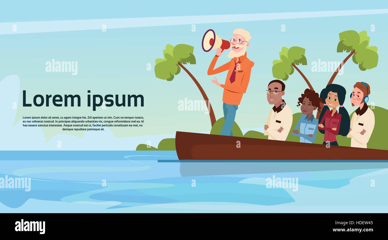 Mix Race Business People Team Leader Swim Boat Boss Teamwork Concept ...