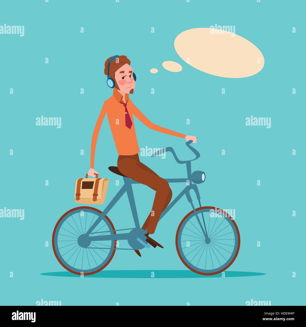 Young Businessman Business Manager Ride Bicycle Flat Vector ...