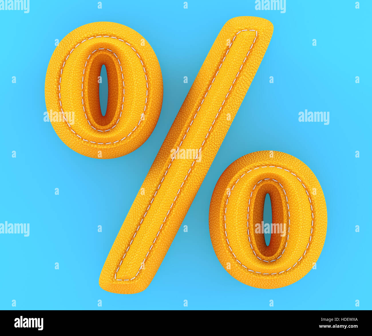 Alphabet yellow leather skin texture percent mark sign. 3d rendering ...
