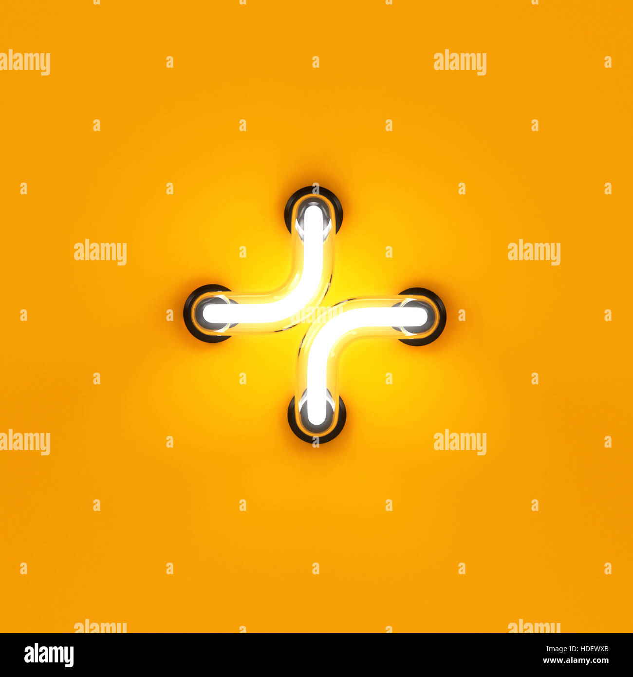 Neon light letter digit plus sum sing mark. Neon tube letter glow ...