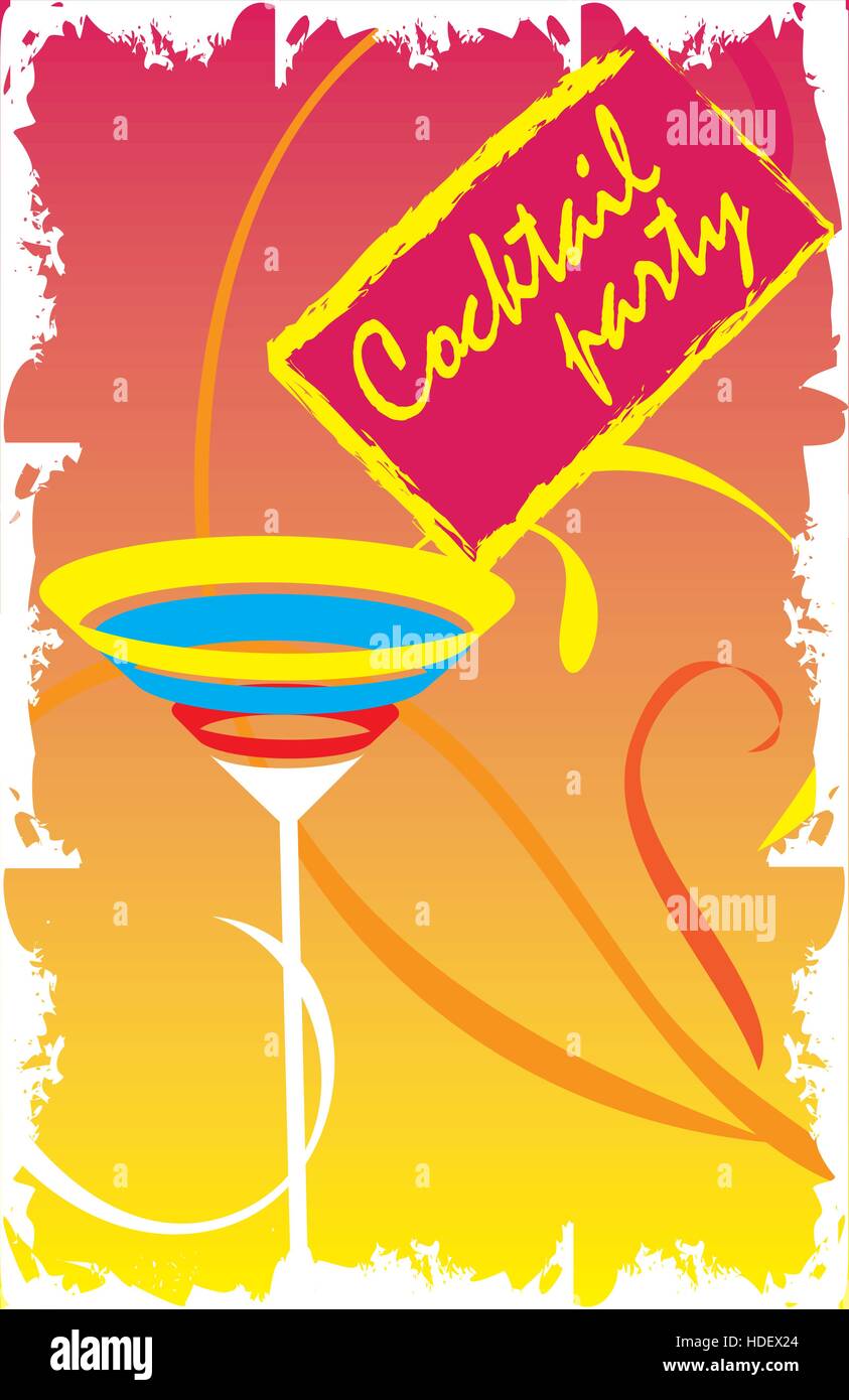 Cocktail Party Invitation Card Glass Drink Abstract Stock Vector Images ...