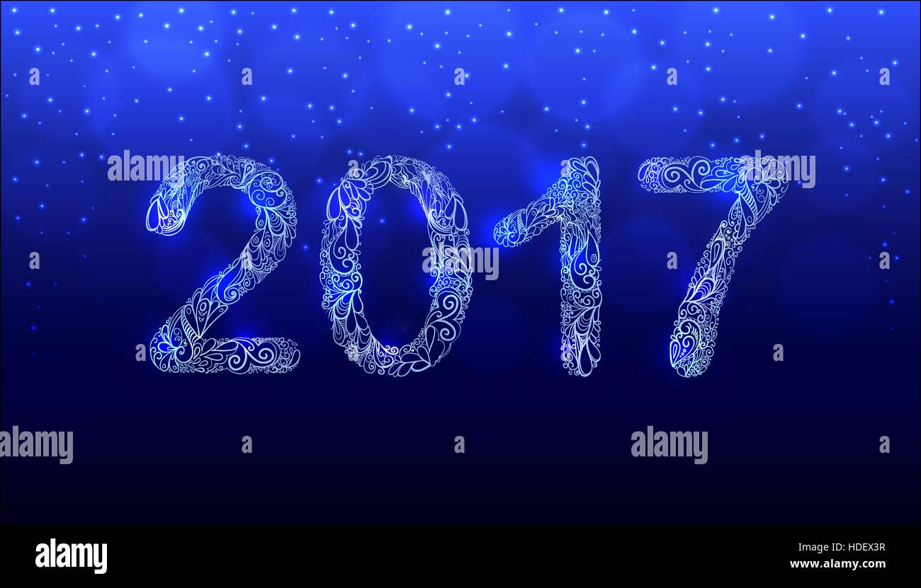 New Year 2017 Hand Drawn Vector. Ornament Numbers Stock Vector Image ...