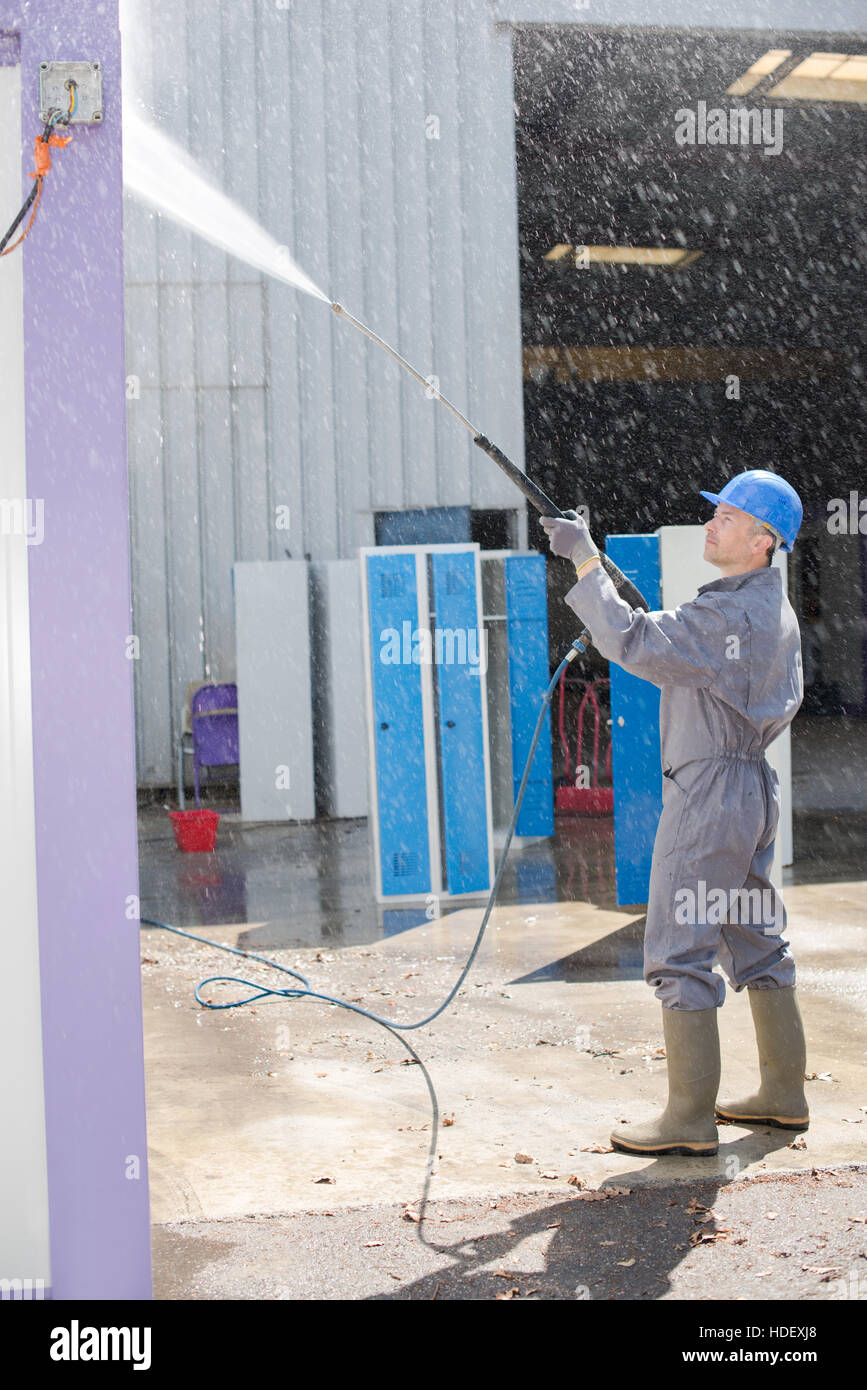 cleaning a building Stock Photo - Alamy