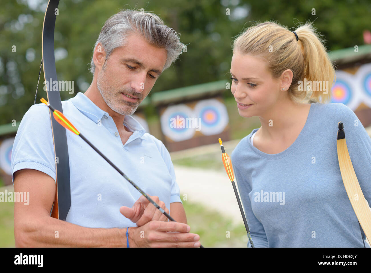 learning the archery Stock Photo - Alamy