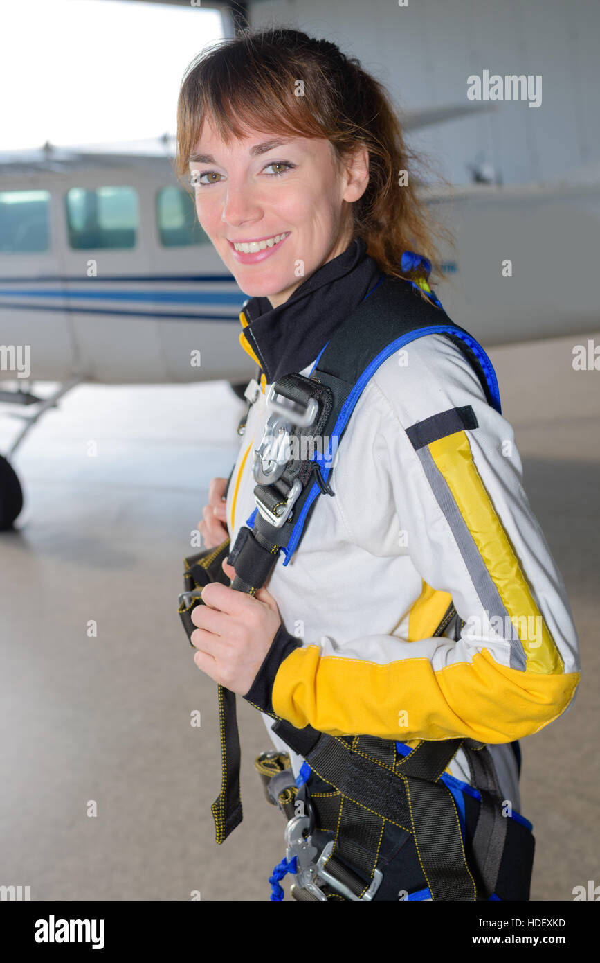 Female skydiver plane jump hi-res stock photography and images - Alamy