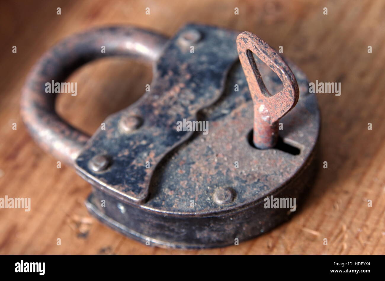 old antique metal lock closeup Stock Photo - Alamy