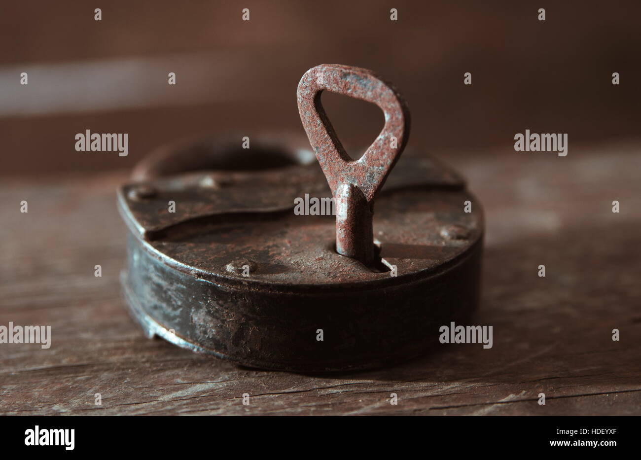 old antique metal lock closeup Stock Photo - Alamy