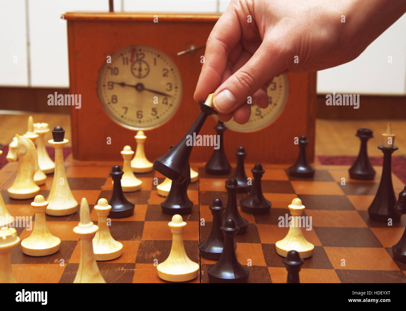 old chess pieces closeup Stock Photo - Alamy