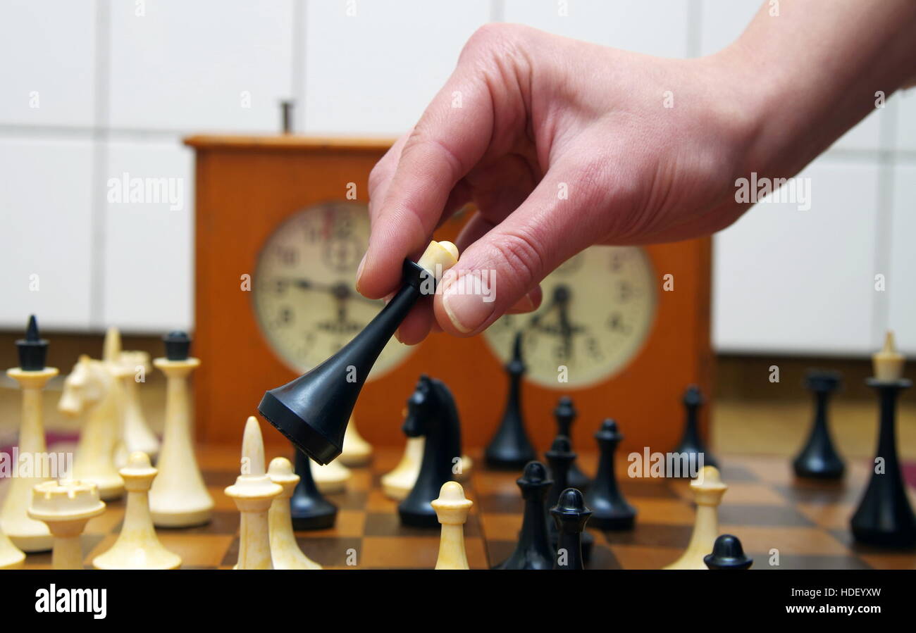 old chess pieces closeup Stock Photo - Alamy