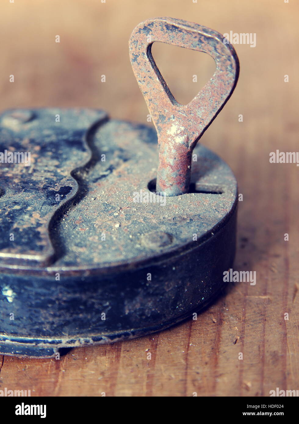old antique metal lock closeup Stock Photo - Alamy