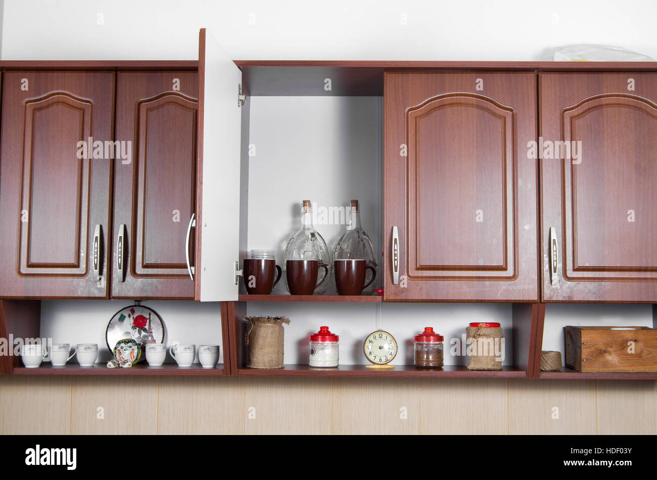 kitchen interior with open door Stock Photo - Alamy