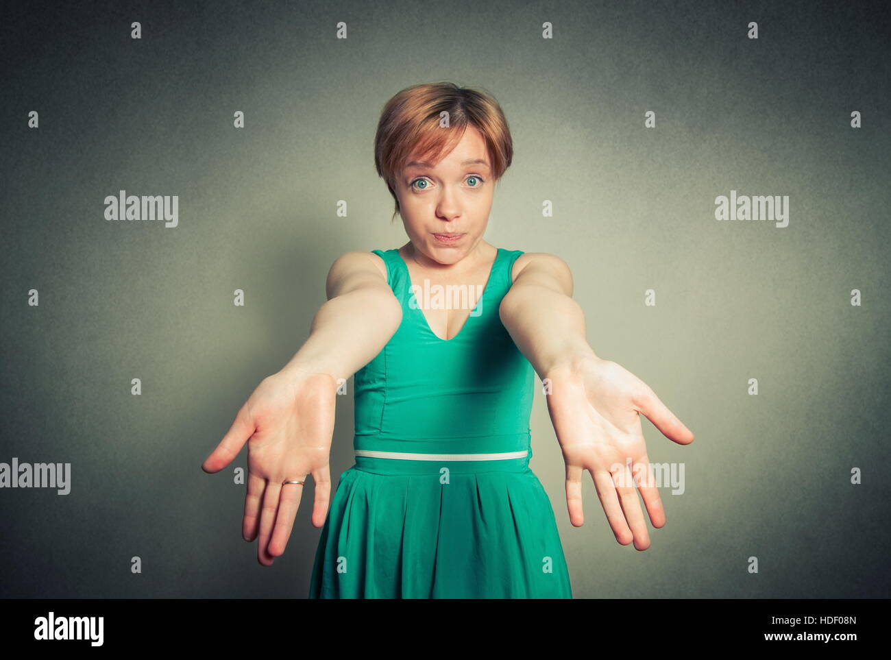 blond woman with the funny expression Stock Photo - Alamy