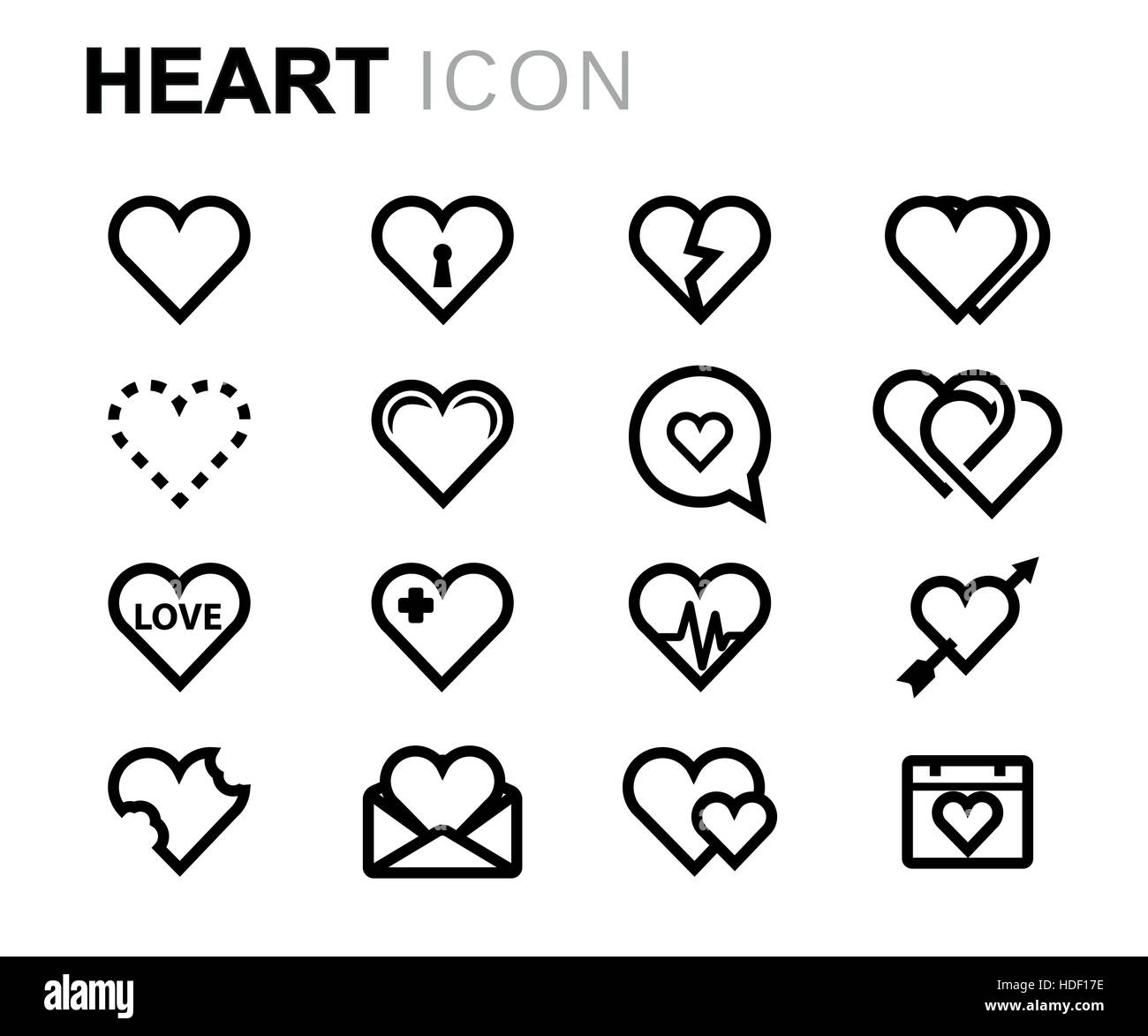 Vector line heart icons set Stock Vector Image & Art - Alamy